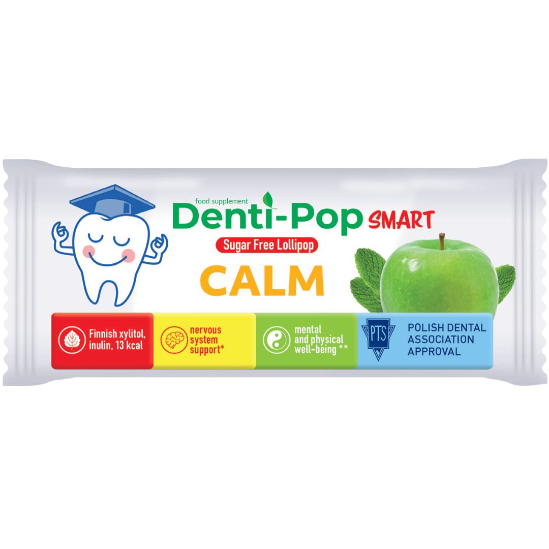 Denti-Pop Smart Calm vaisinis čiulpinukas, obuolių ir mėtų skonio ...
